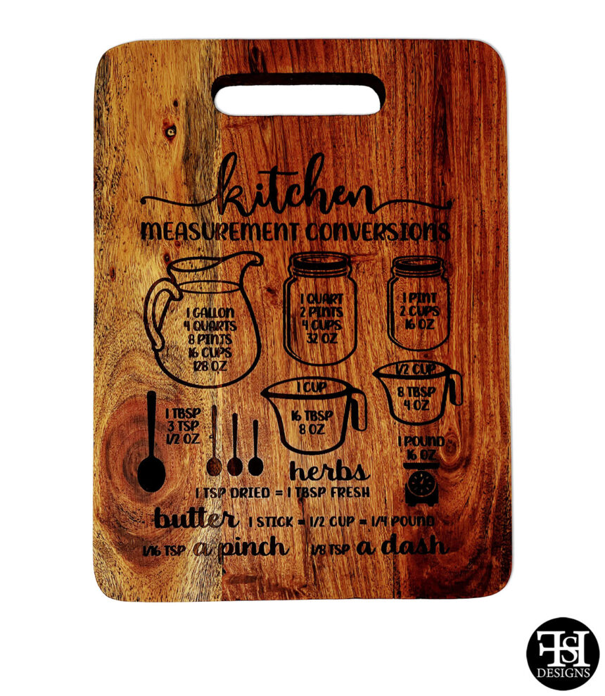 Kitchen Measurement Conversions Cutting Board - FHS Designs - Custom ...