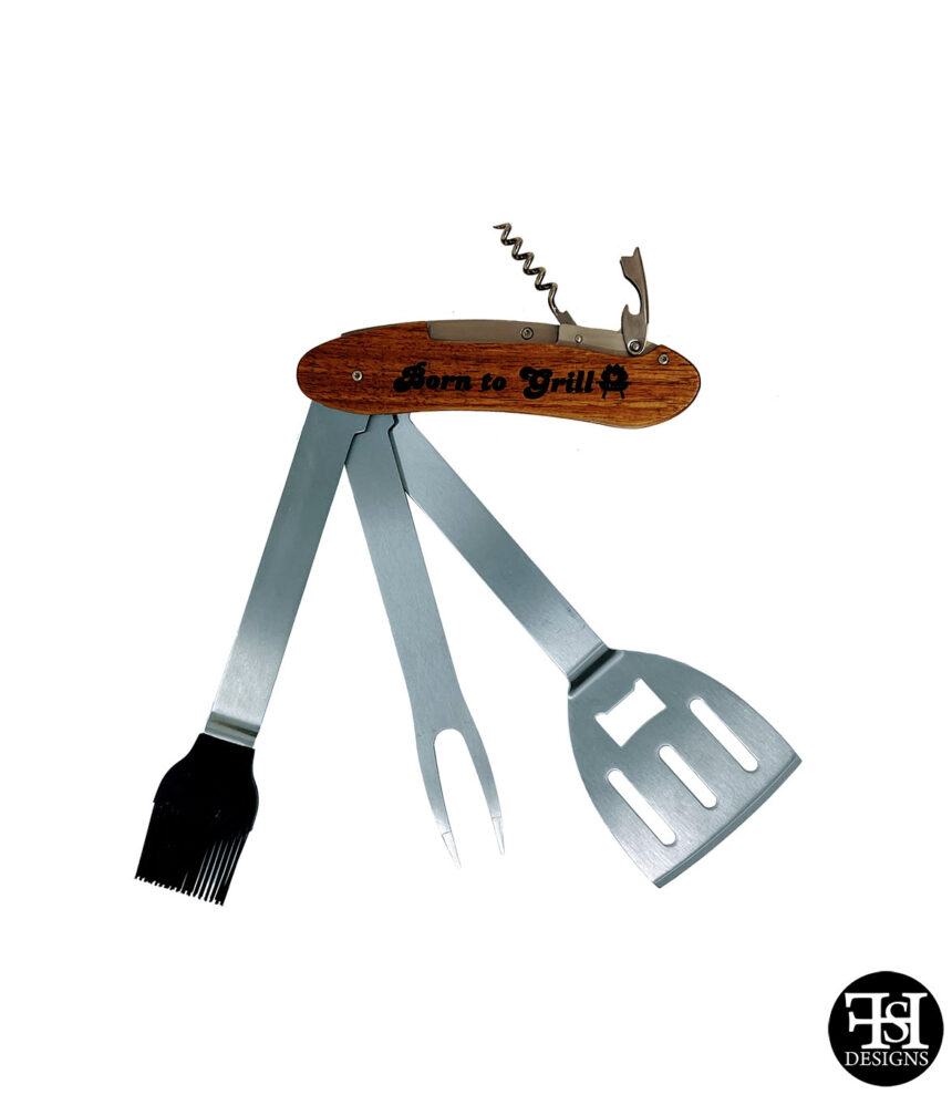 "Born to Grill" 5-in-1 BBQ Grill Tool - FHS Designs - Custom ...