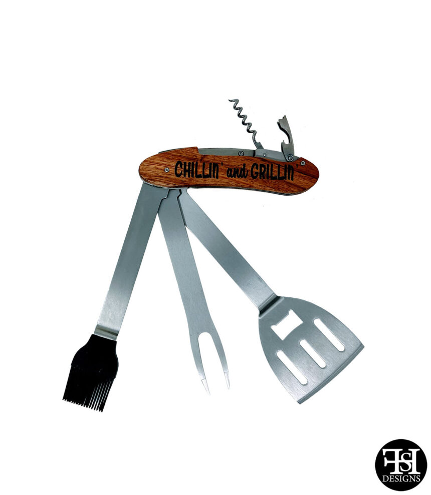 "Chillin' and Grillin'" 5-in-1 BBQ Grill Tool - FHS Designs - Custom ...